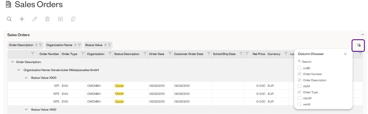 Managing column visibility – Insight Managing column visibility – Insight