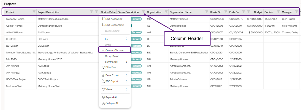 Managing column visibility – Insight Managing column visibility – Insight
