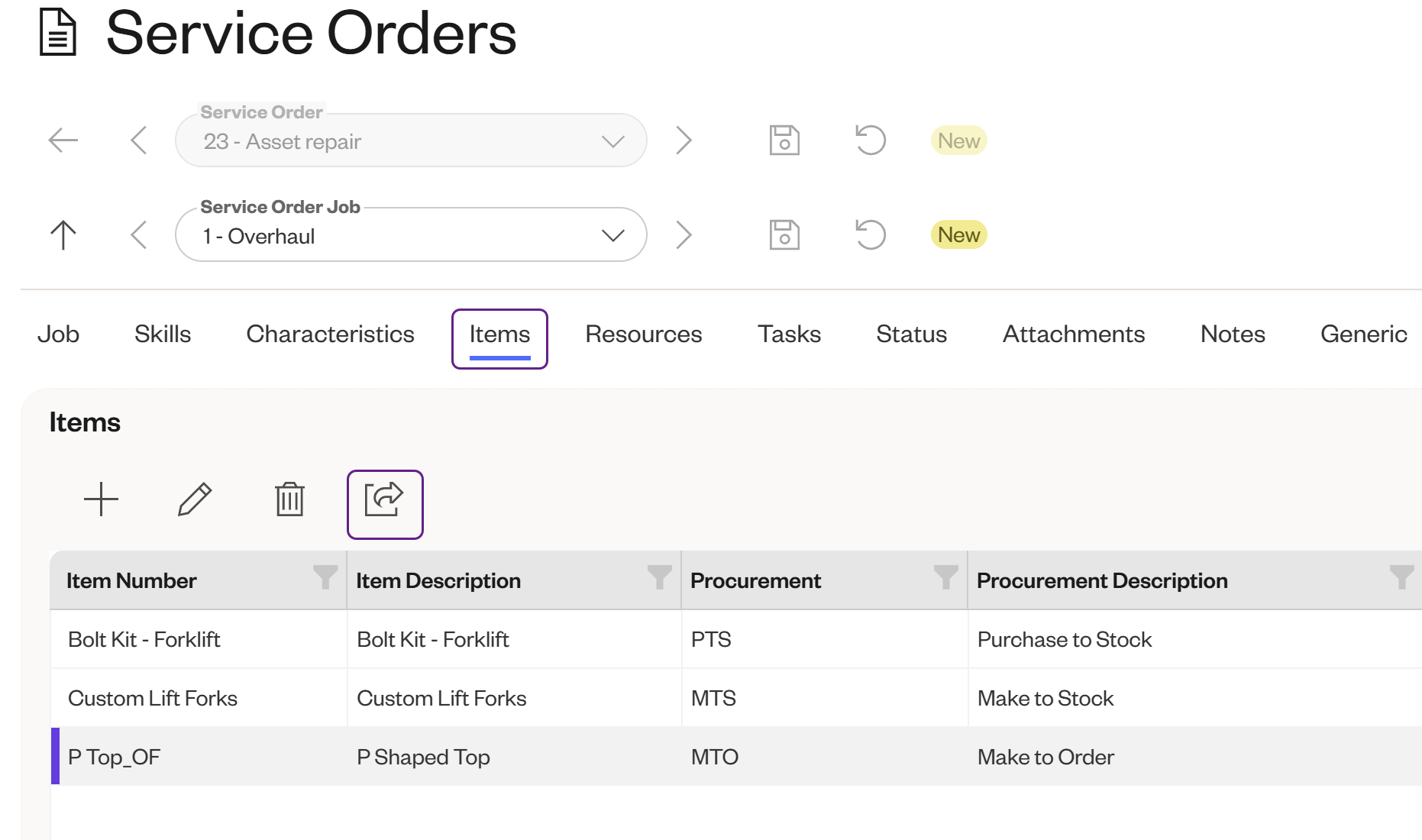 Adding an item to a job – Insight